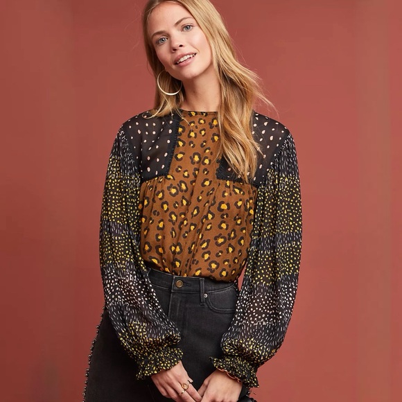 Anthropologie | Tops | Blnk London Anthropologie Eclectic Leopard ...